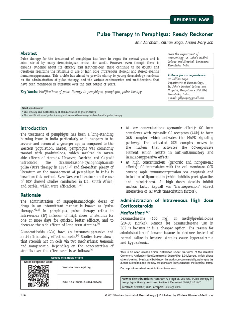 Pulse Therapy in Pemphigus Ready Reckoner.11 | PDF | Glucocorticoid | Intravenous Therapy