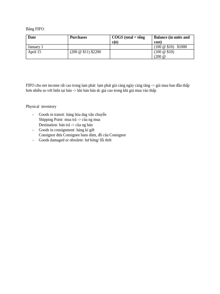 Bảng FIFO | PDF
