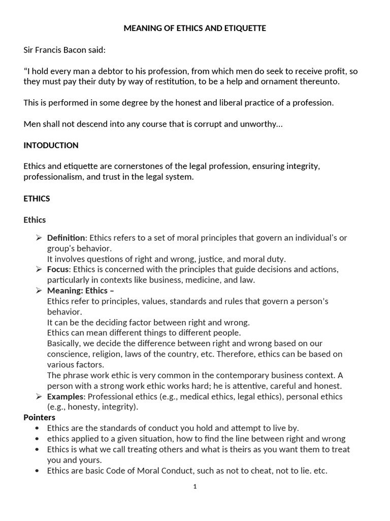 Understanding Ethics and Etiquette | PDF | Etiquette | Morality