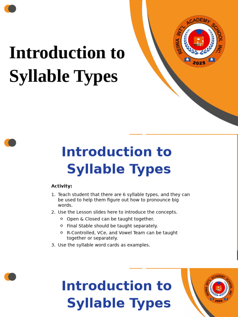 Lesson 1 Syllables of Common English Words | PDF | Vowel | Syllable