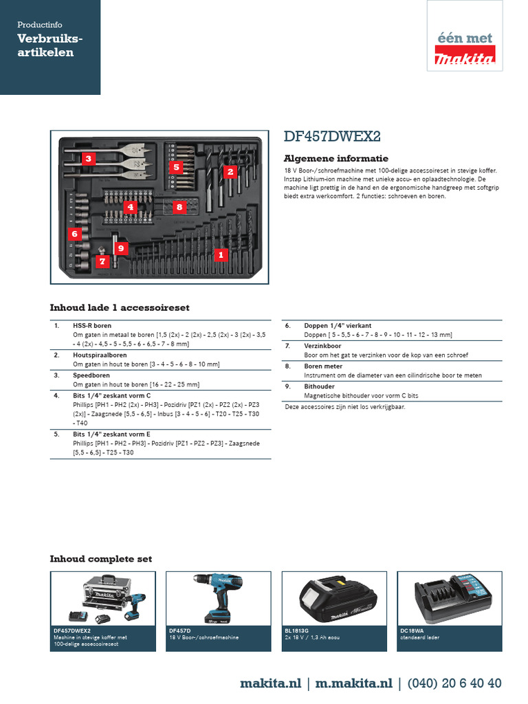 Boor - Schroefmachine - DF457DWEX2 - Onderdelen | PDF