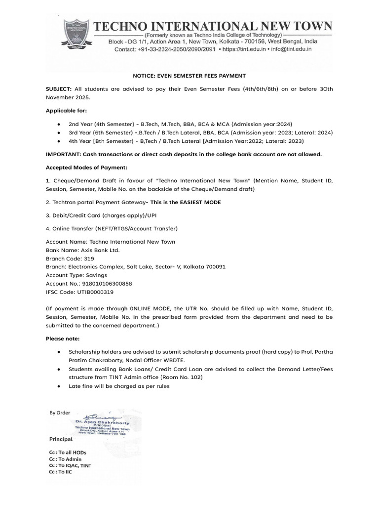 Advanced Fees Payment 2025 | PDF
