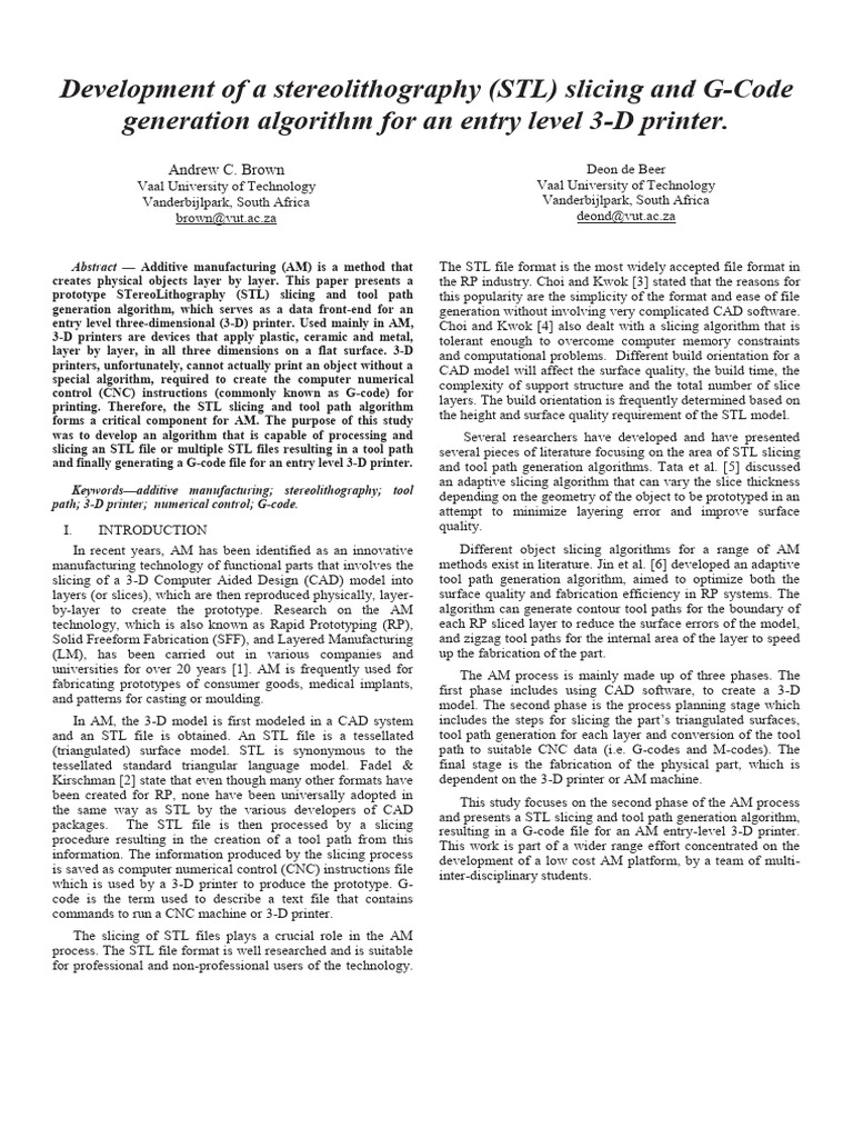 Development of A Stereolithography STL Slicing and G-Code Generation ...