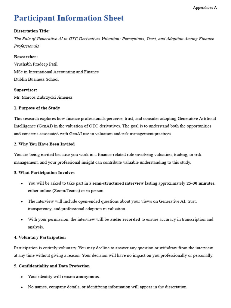 Participant Information Sheet & Consent Form | PDF