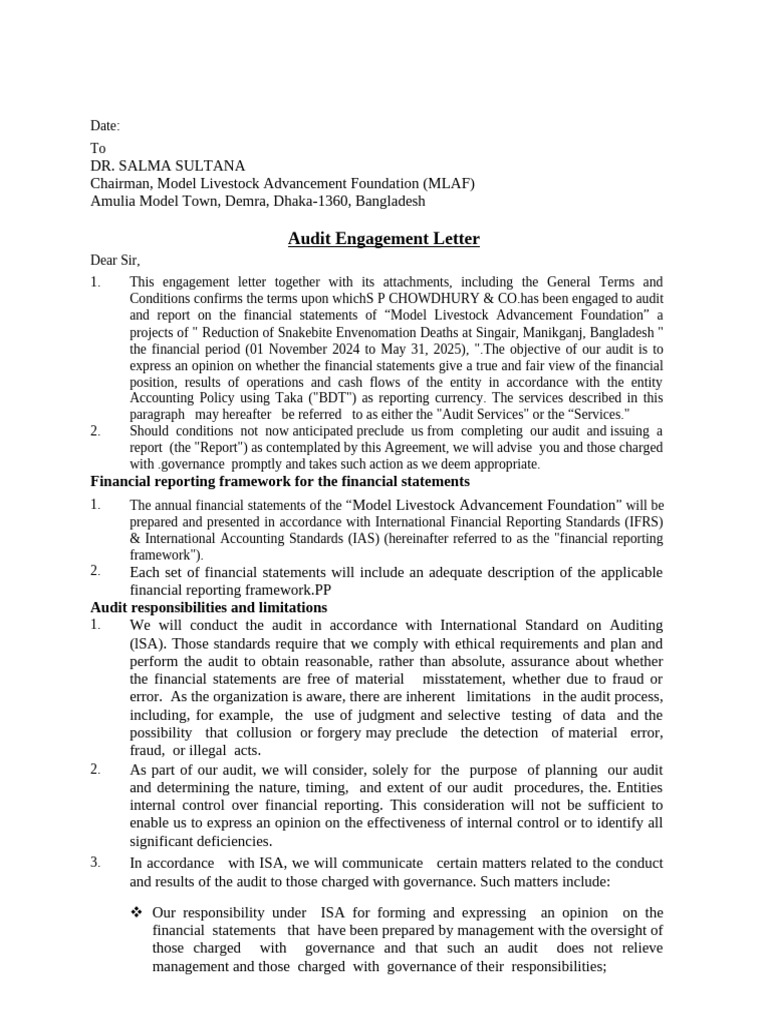 Engagement Letter | PDF | Audit | Internal Control