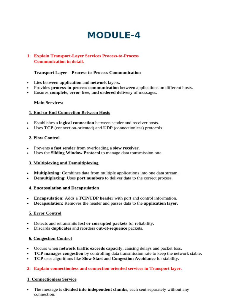 Module-4 Computer Networks | PDF | Transmission Control Protocol ...
