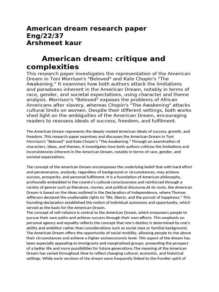 American Dream | PDF | The Awakening (Chopin Novel) | American Dream