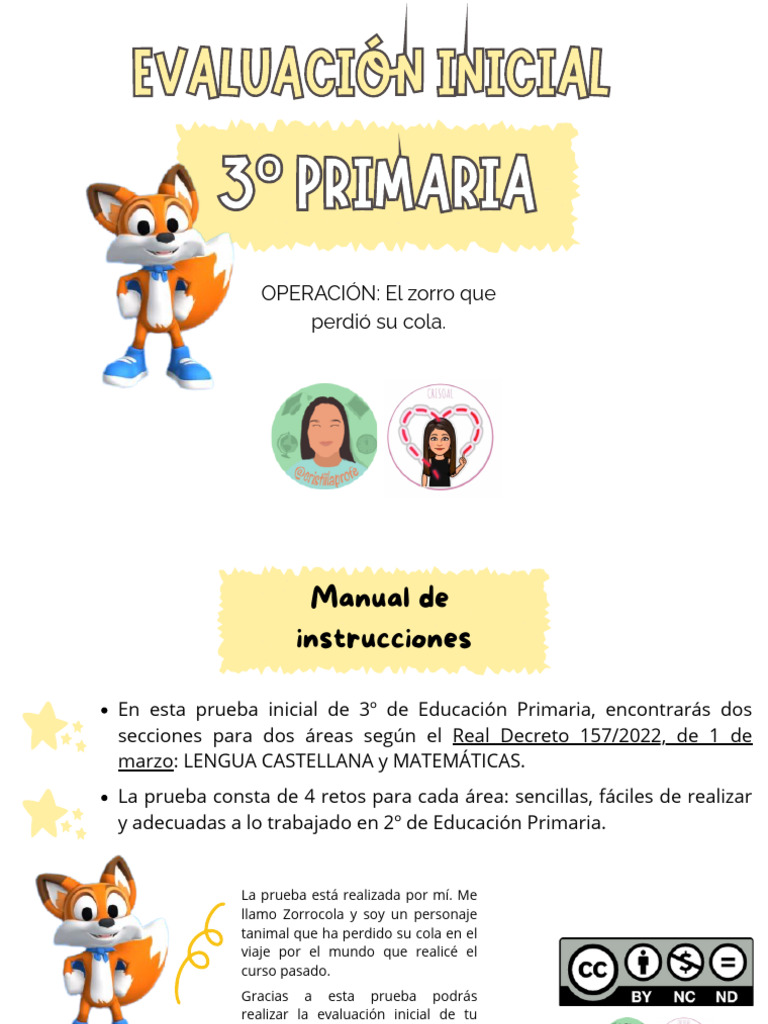 Evaluación Inicial 3º Primaria: Lengua y Matemáticas | PDF