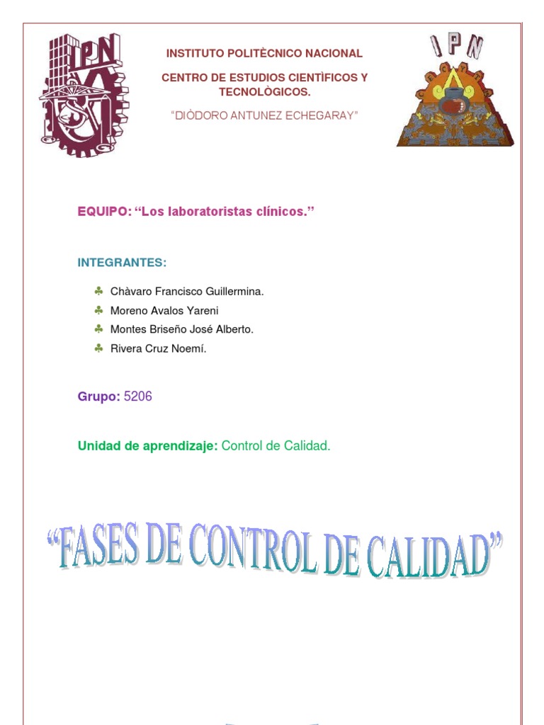 Control de Calidad. Trabajo. Evaluacion PC | PDF | Laboratorios ...