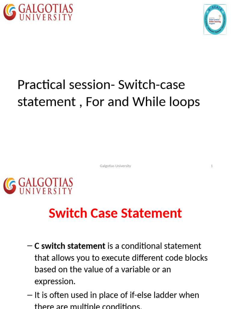 C Programming: Switch, Loops, Examples | PDF | Control Flow | Computer ...