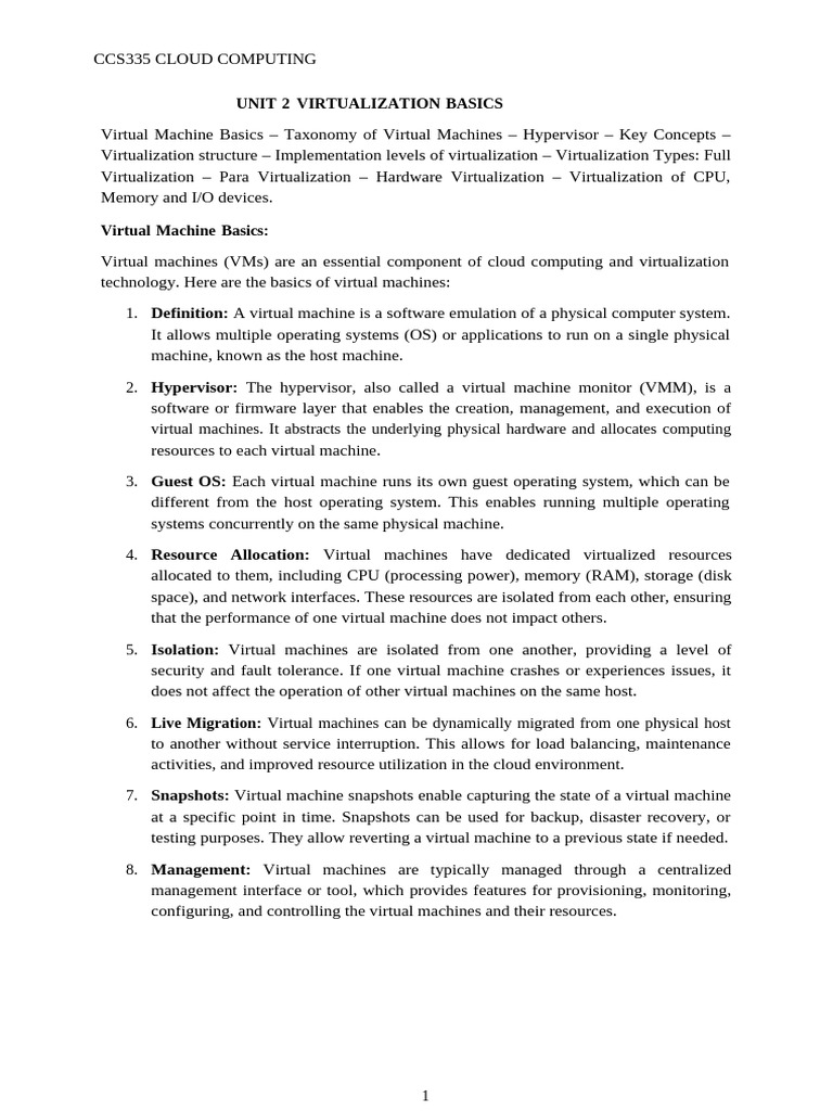 Virtualization Basics in Cloud Computing | PDF | Virtualization | Virtual Machine