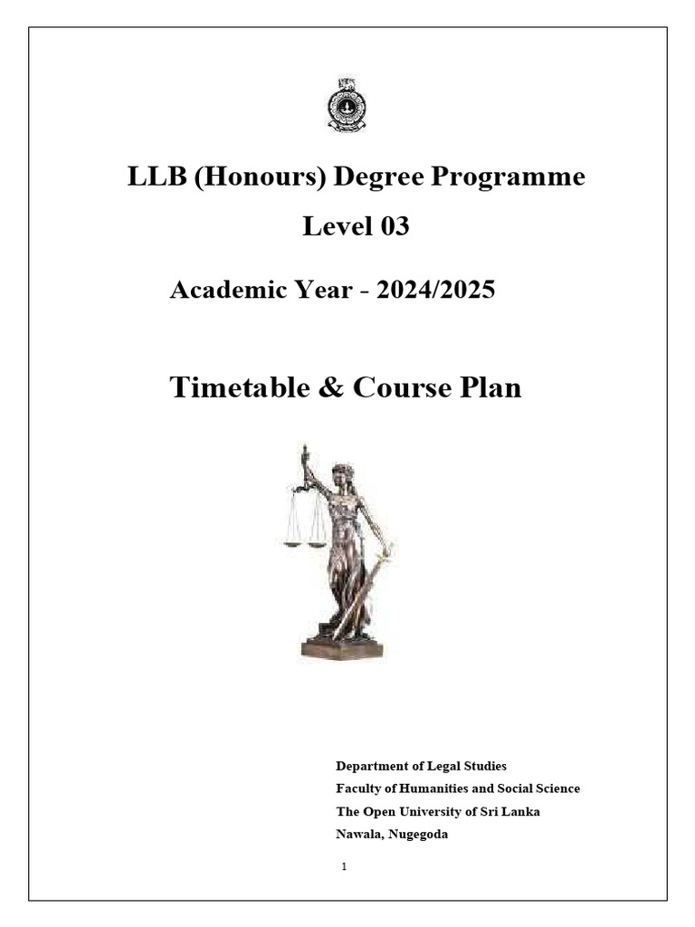 LLB Honours Level 3 Timetable 2024/25 | PDF | Sources Of Law | Sri Lanka