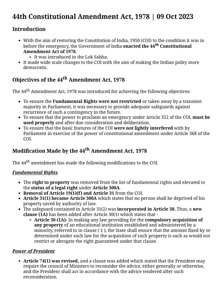44th Constitutional Amendment Overview | PDF | State Of Emergency ...