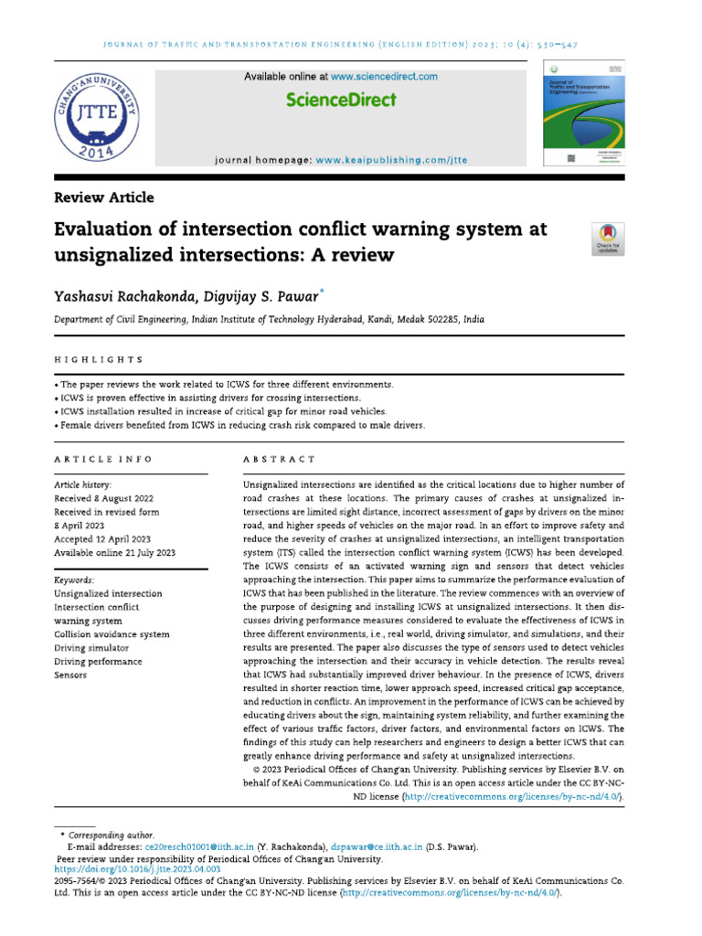 Evaluation of Intersection Conflict Warning System at Unsignalized ...