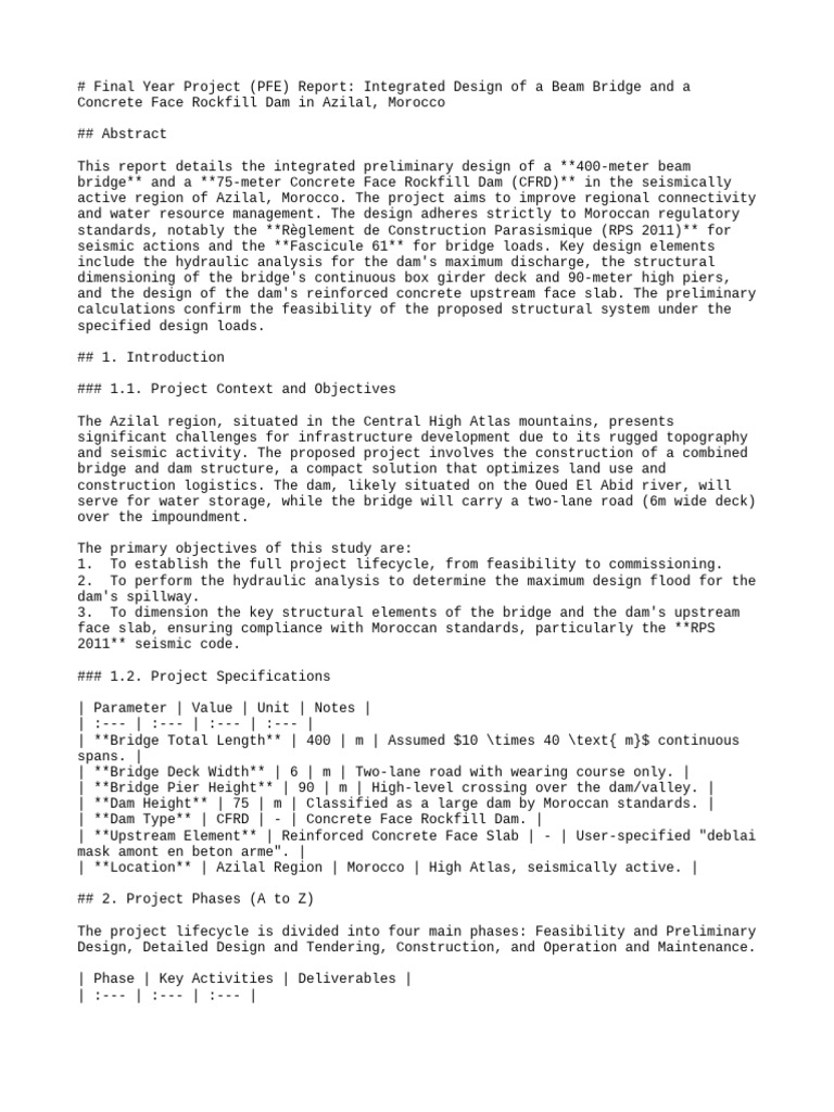 Final Year Project (PFE) Report - Integrated Design of A Beam Bridge ...