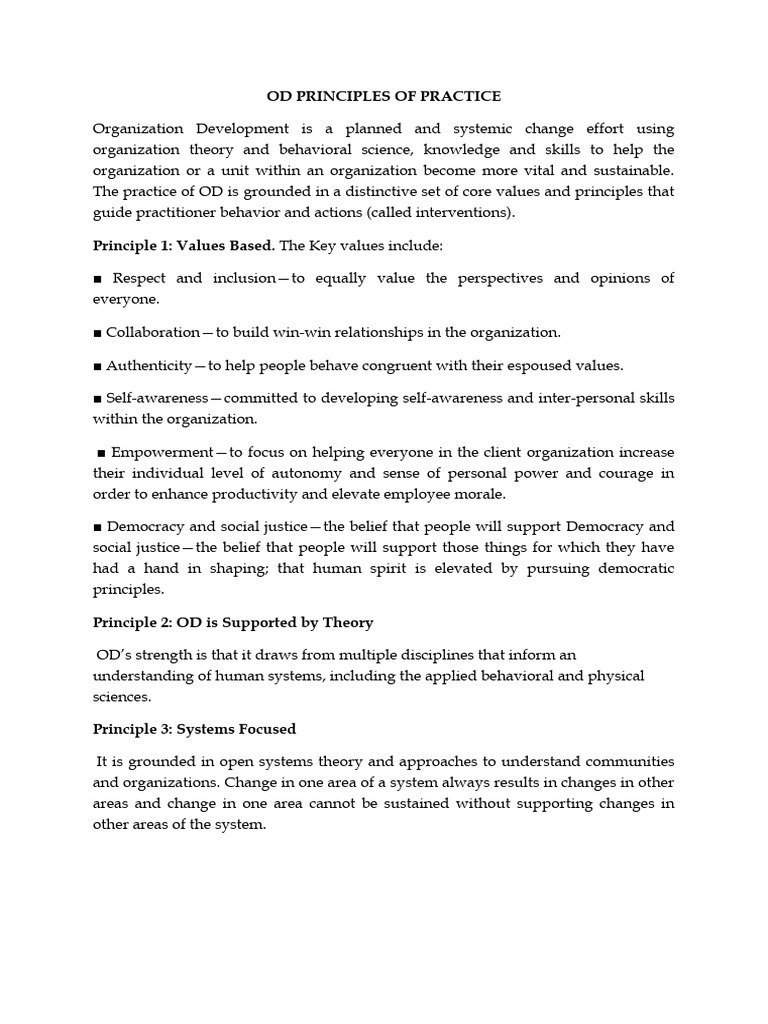Organization Development Principles | PDF | System | Leadership