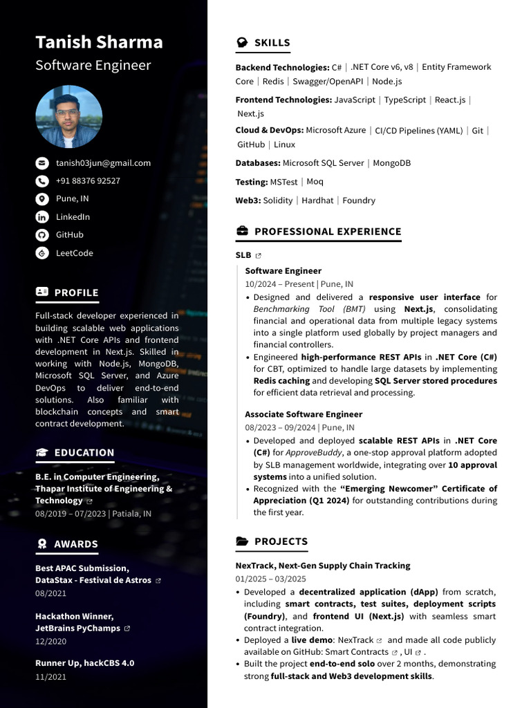 Tanish Sharma FlowCV Resume | PDF | Microsoft Sql Server | Computing
