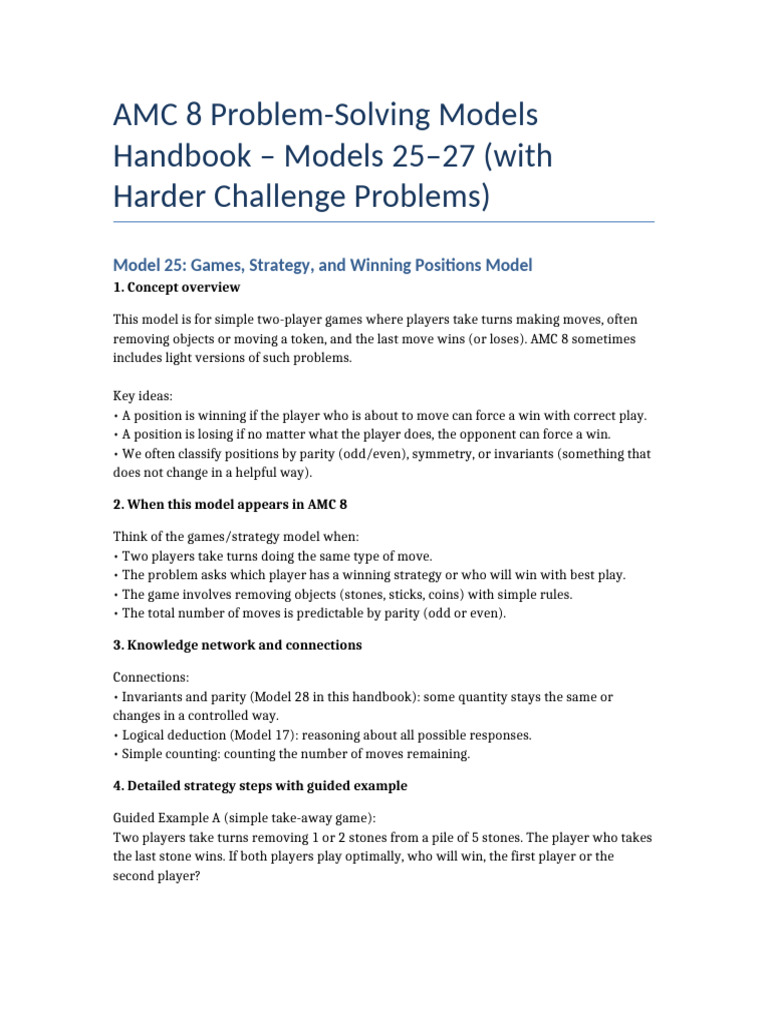 AMC 8 Problem-Solving Models Handbook | PDF | Rectangle | Area