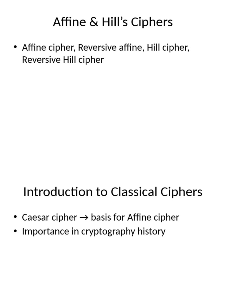 Affine Hill Ciphers Lecture Final (1) | PDF | Encryption | Cipher