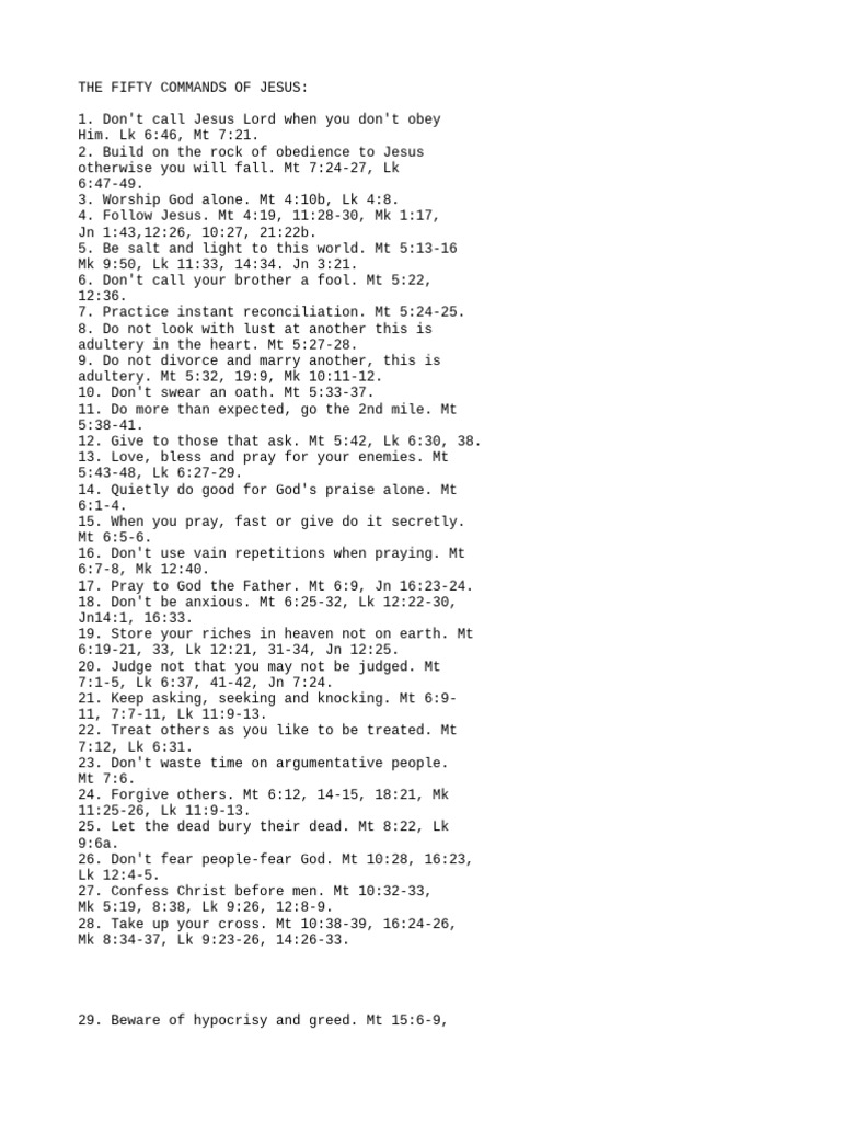 Fifty Commands of Jesus Explained | PDF | Jesus | Abrahamic Religions