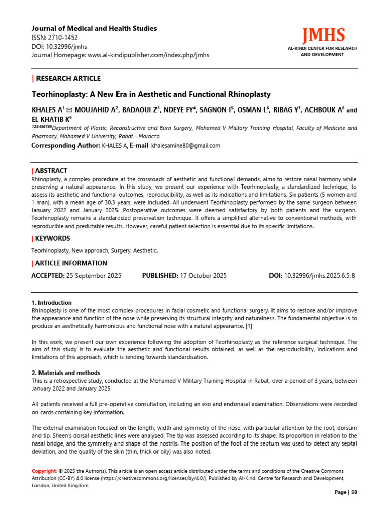 Teorhinoplasty a New Era in Aesthetic and Function | PDF | Human Nose ...