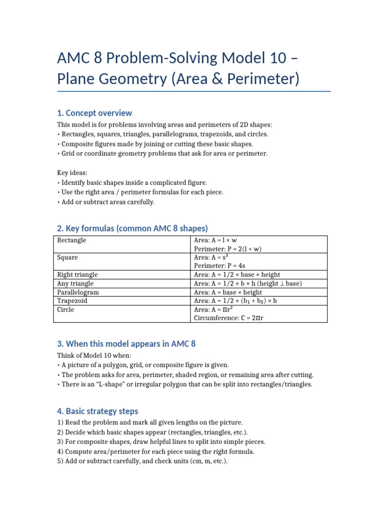 Amc8 Model10 Geometry With Diagrams | PDF | Area | Euclidean Geometry