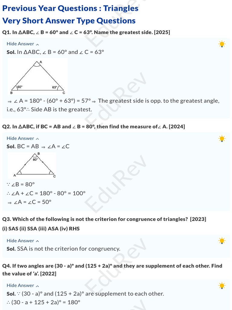 Triangle Congruence and Angles Guide | PDF | Euclid | Euclidean Plane ...
