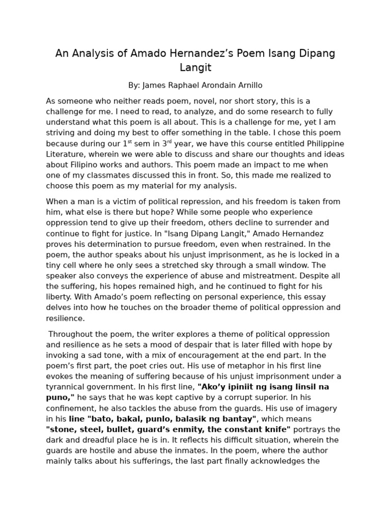 Arnillo. Isang Dipang Langit. Literary Criticism | PDF