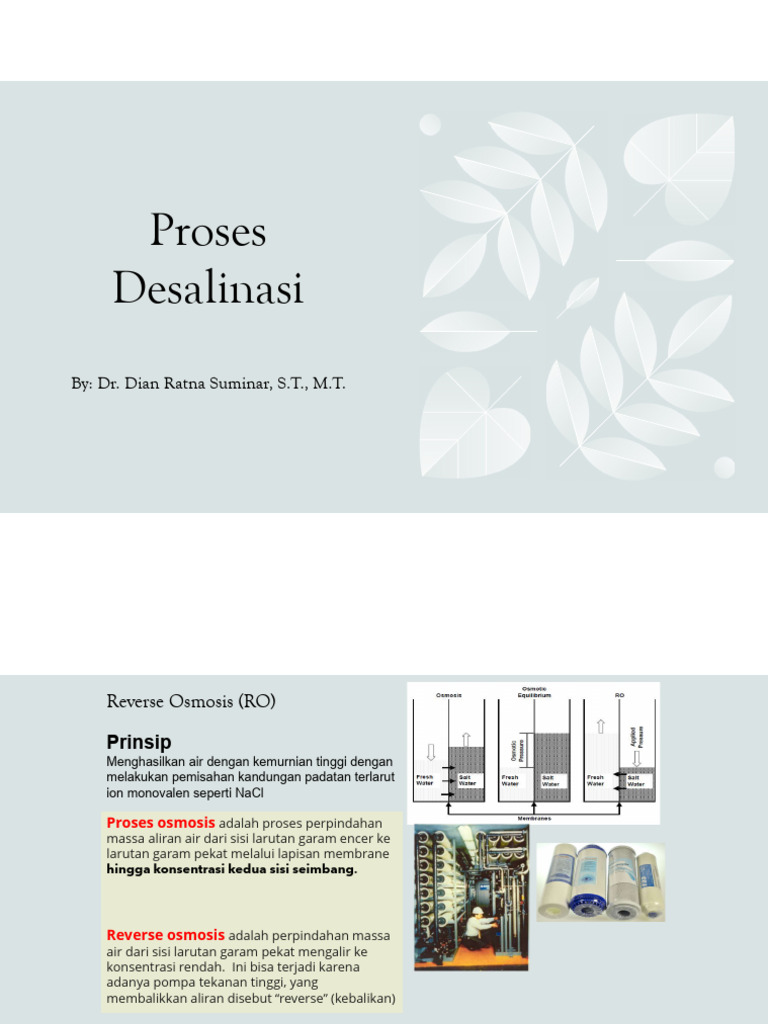 Proses Desalinasi dengan Reverse Osmosis | PDF