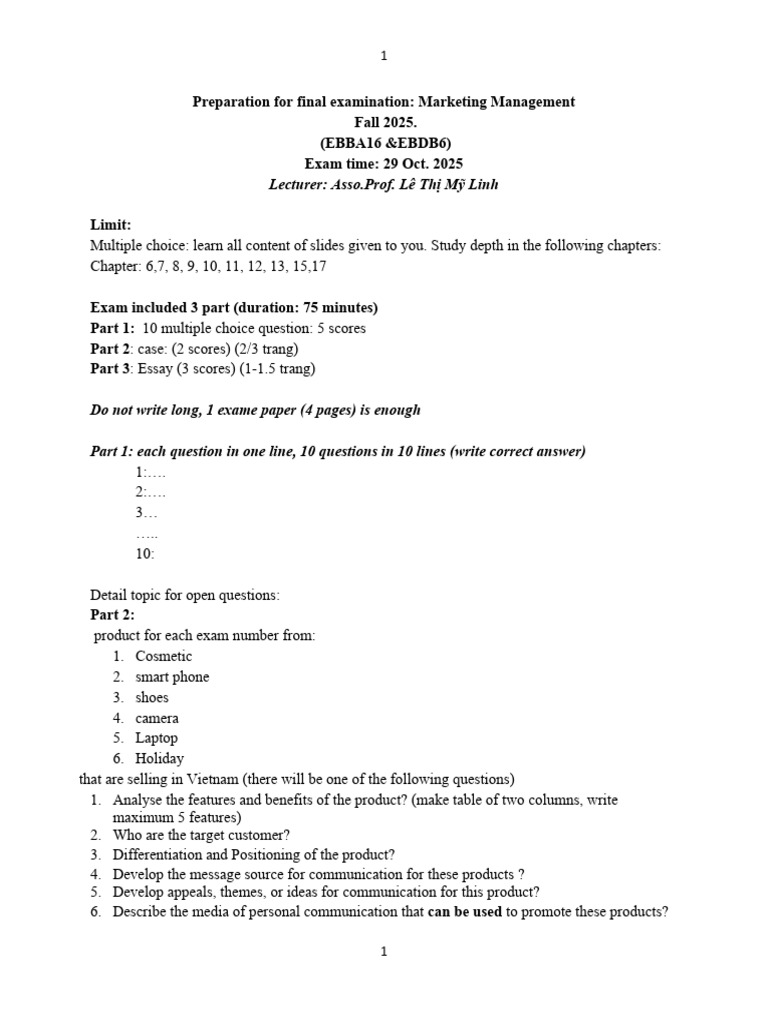 Marketing Management Exam Prep Guide | PDF | Marketing | Human ...