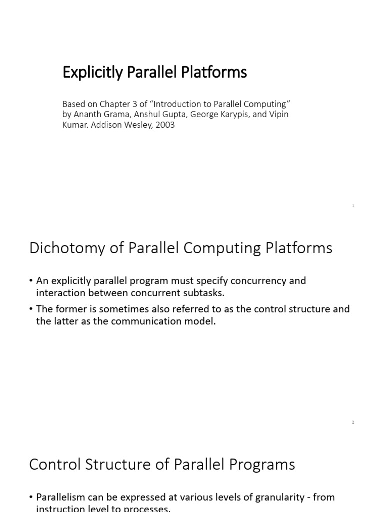 CSE 271 Lec 2 Part I Explicitly Parallel Platforms | PDF | Parallel ...