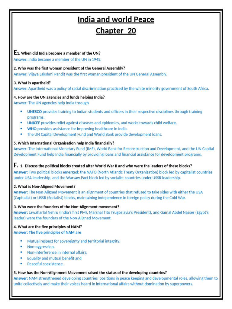 Chapter 20 Class 05 | PDF | Non Aligned Movement | International Relations