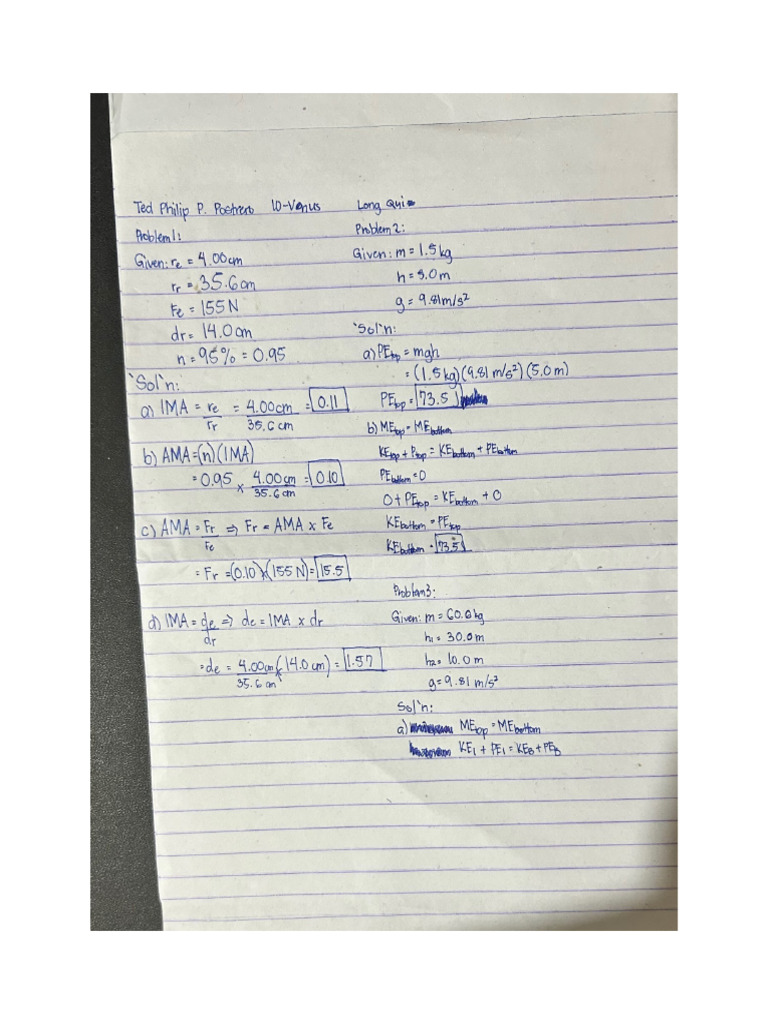 Physics Long Quiz | PDF