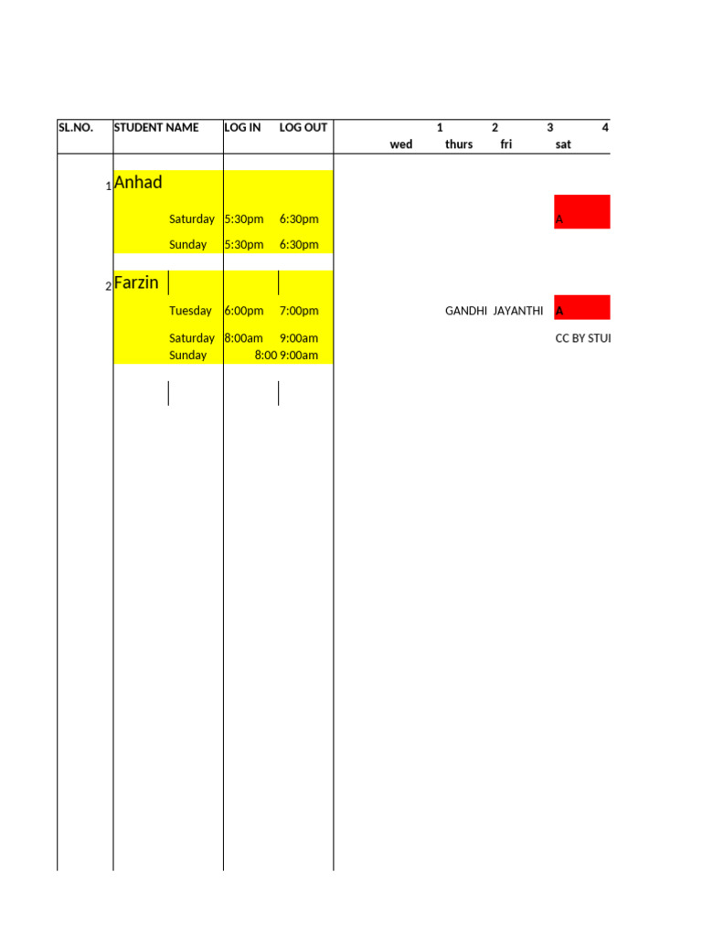 OCTOBER Attendance Sheet 2025 Varsha v (1) | PDF