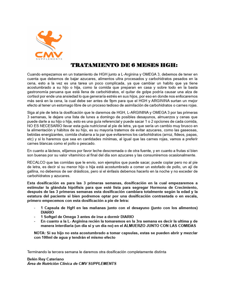 Guía de Tratamiento HGH y Nutrición | PDF | Cocina | Alimentos
