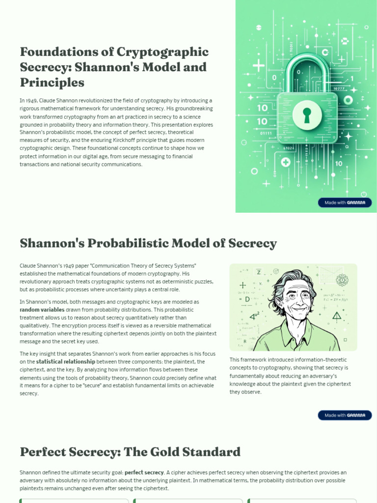 Shannon's Model of Cryptographic Secrecy | PDF | Cryptography | Key ...