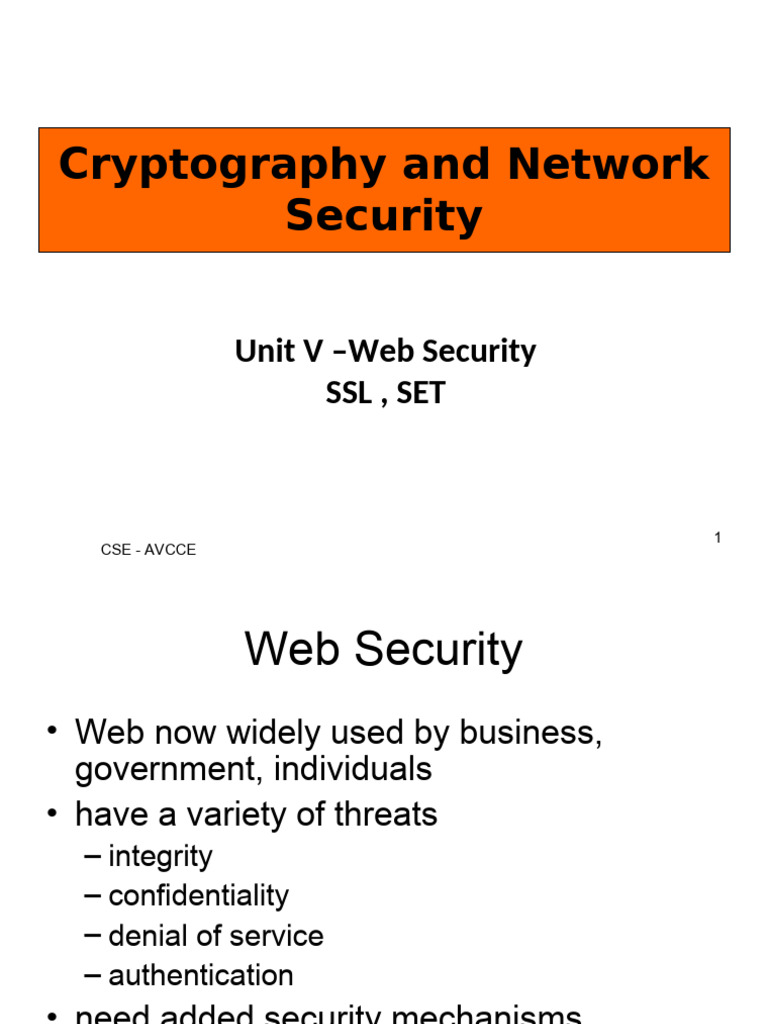 Unit V - Web Security - SSL, SET | PDF | Transport Layer Security | Secrecy