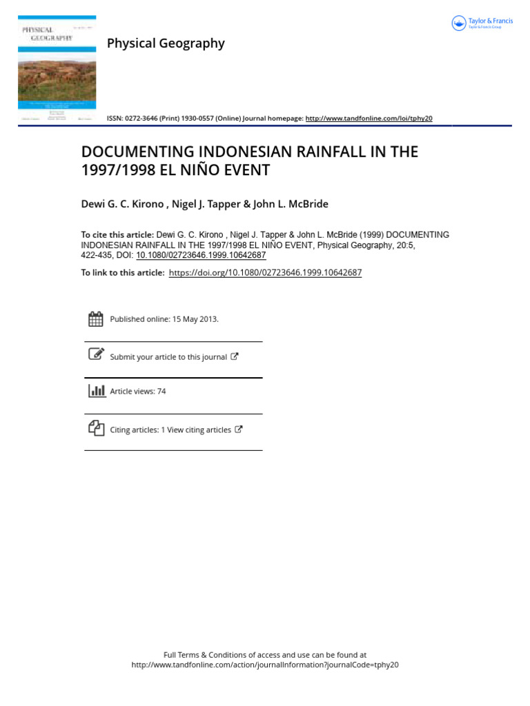 DOCUMENTING INDONESIAN RAINFALL IN THE 1997/1998 EL NIÑO EVENT | PDF ...