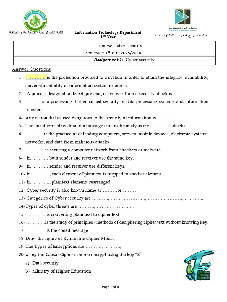 Cyber Security Assignment Overview | PDF