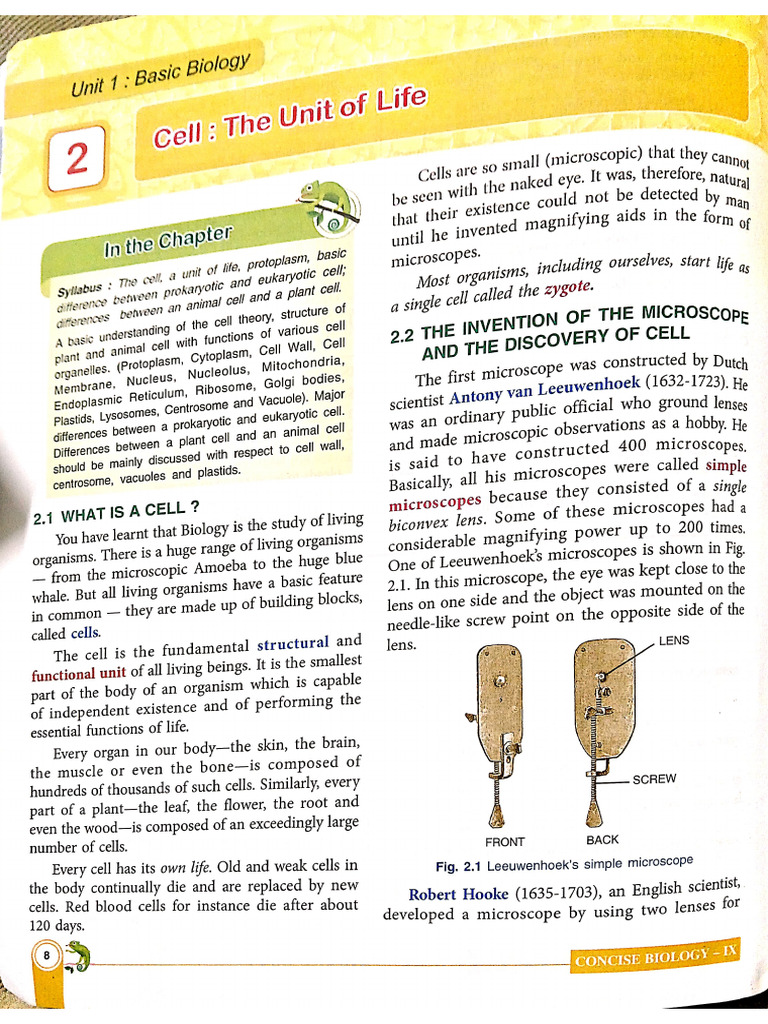 Chapter 2 Cell 9th ICSE Biology | PDF