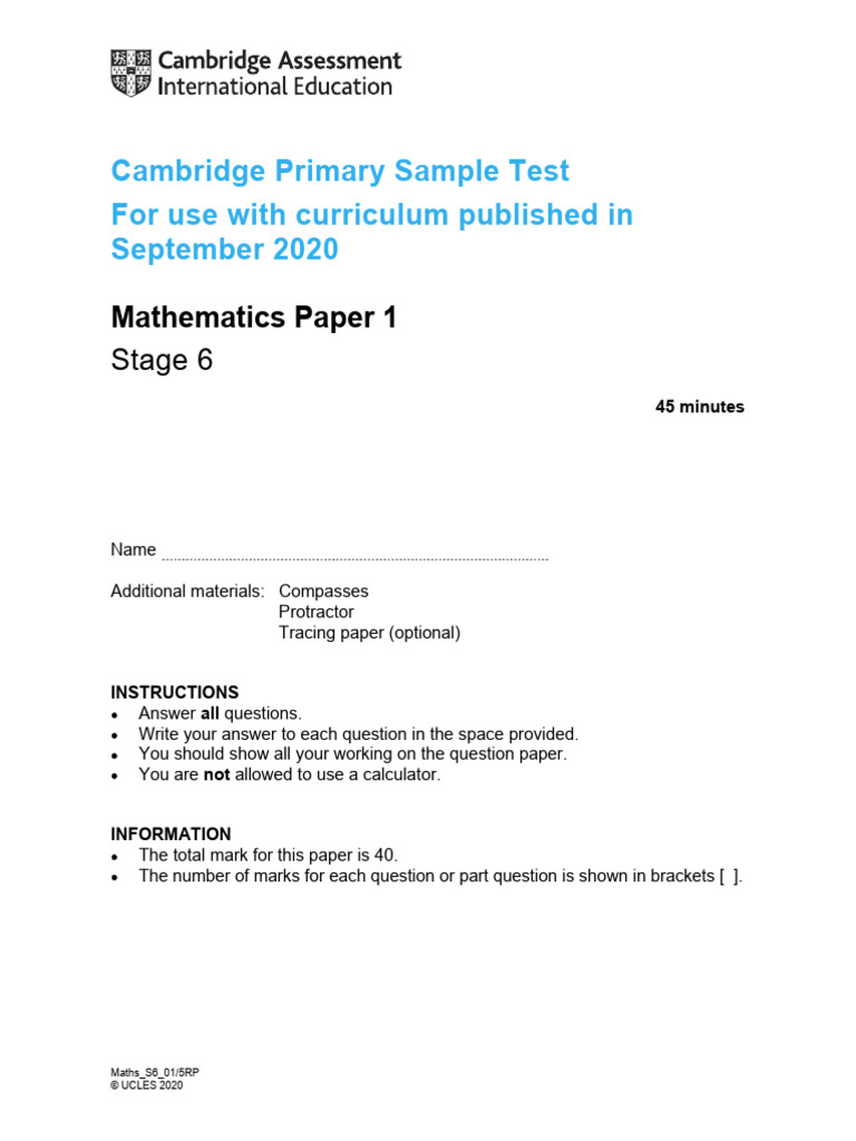 Sample Paper1 2020 | PDF | Mathematics | Euclidean Geometry
