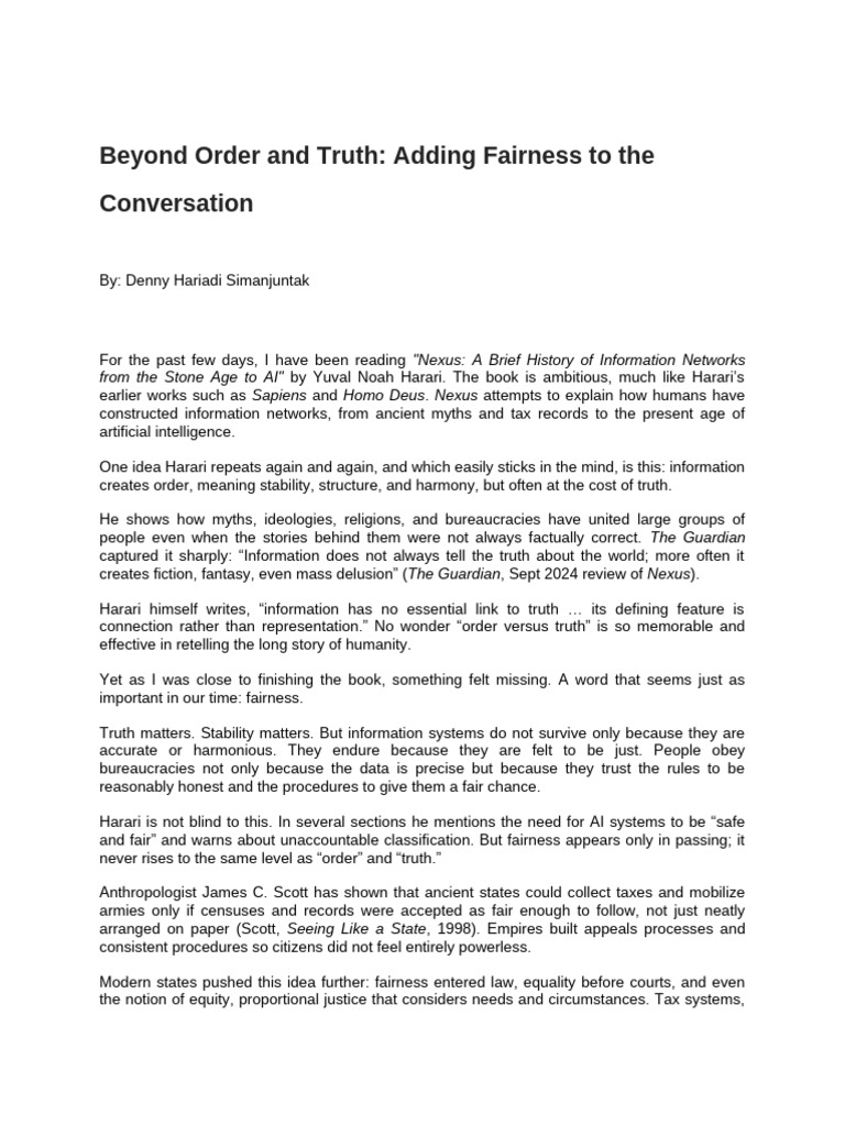 Beyond Order and Truth - Adding Fairness To The Conversation | PDF ...