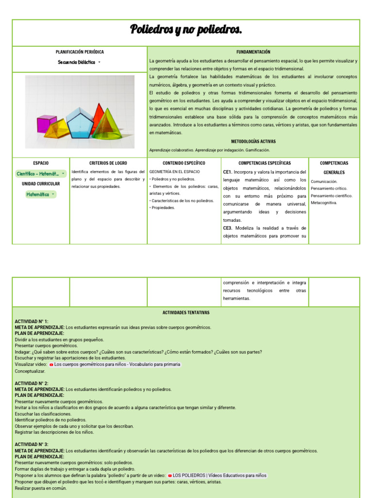 Copia de MATEMÁTICA. Geometría. Poliedros y no poliedros. (1) | PDF ...