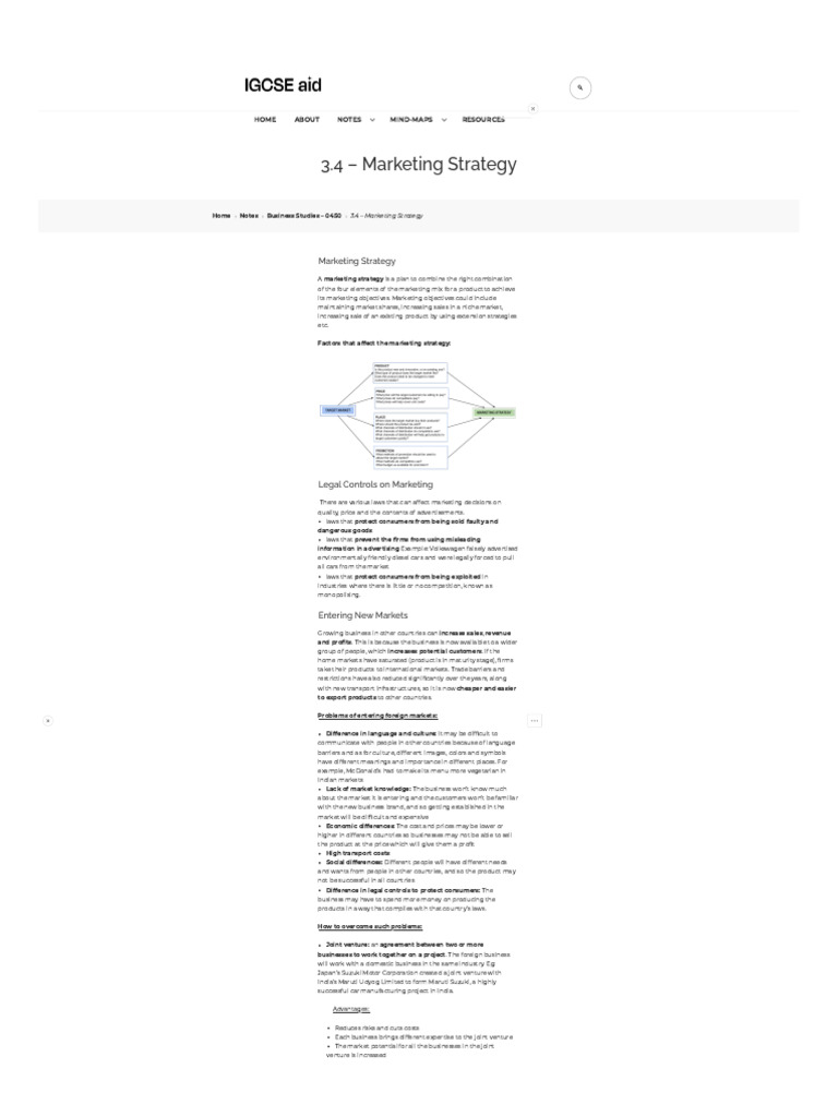 Igcseaid Com Notes Business Studies 0450-3-4 Marketing Strategy | PDF ...