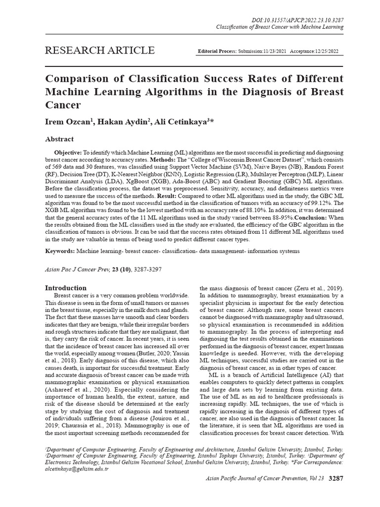 ML - A in Breast Cancer | PDF | Machine Learning | Support Vector Machine