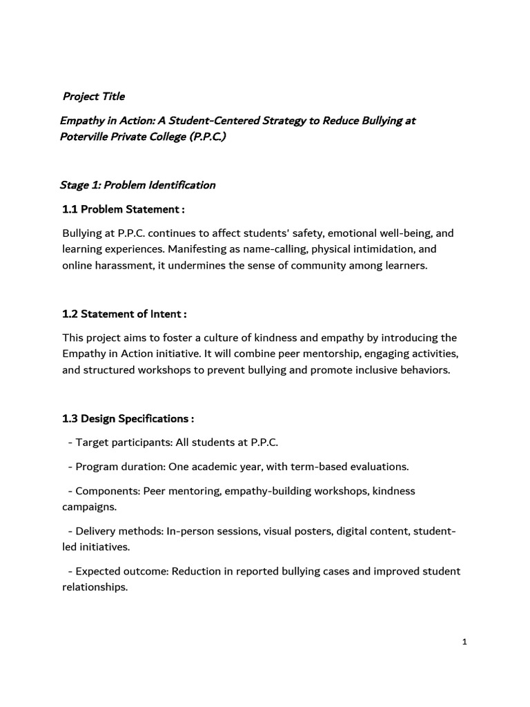 Empathy Initiative to Combat Bullying | PDF | Mentorship | Bullying
