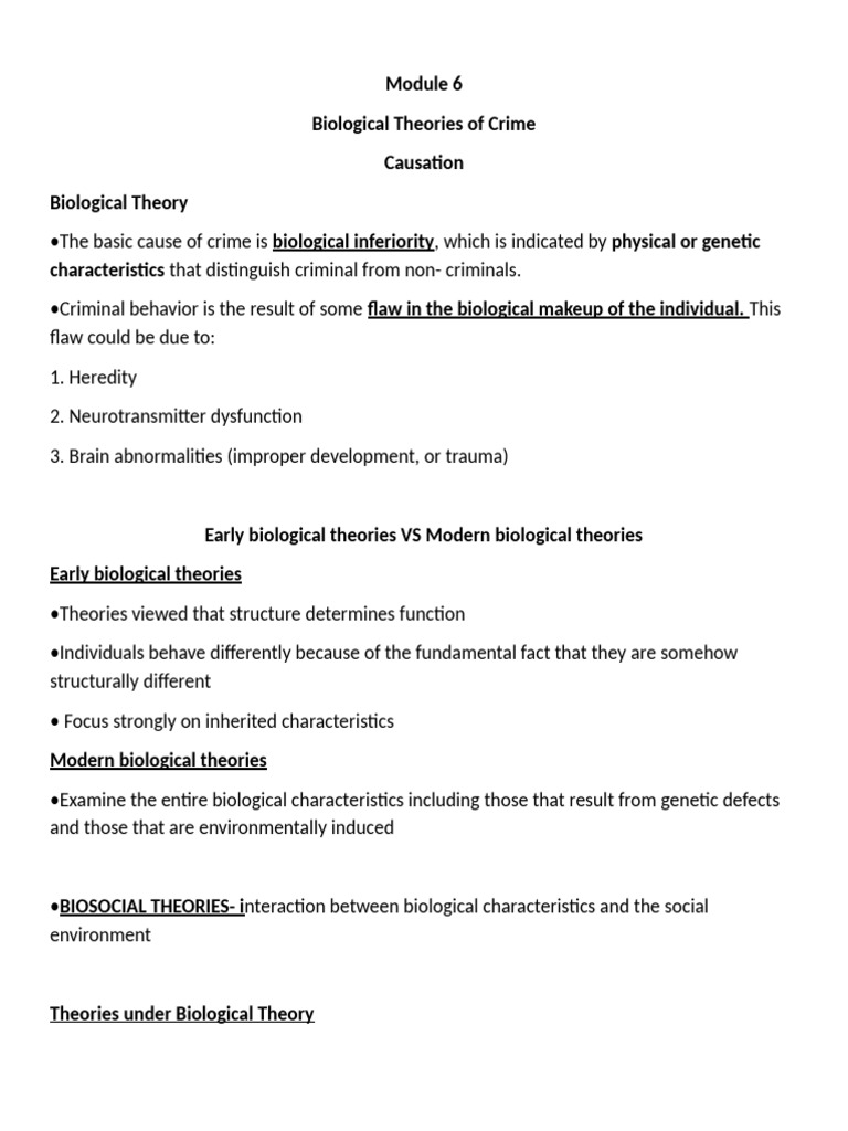 Mod06 Biological Theories | PDF | Physiognomy | Mental Disorder