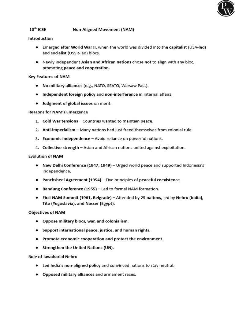 Non-Aligned Movement Handwritten Notes | PDF