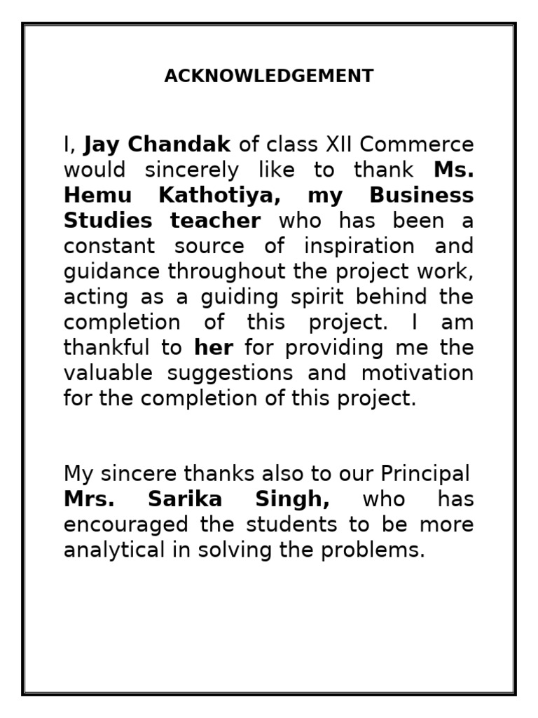 Acknowledgement (1) Jay BST | PDF