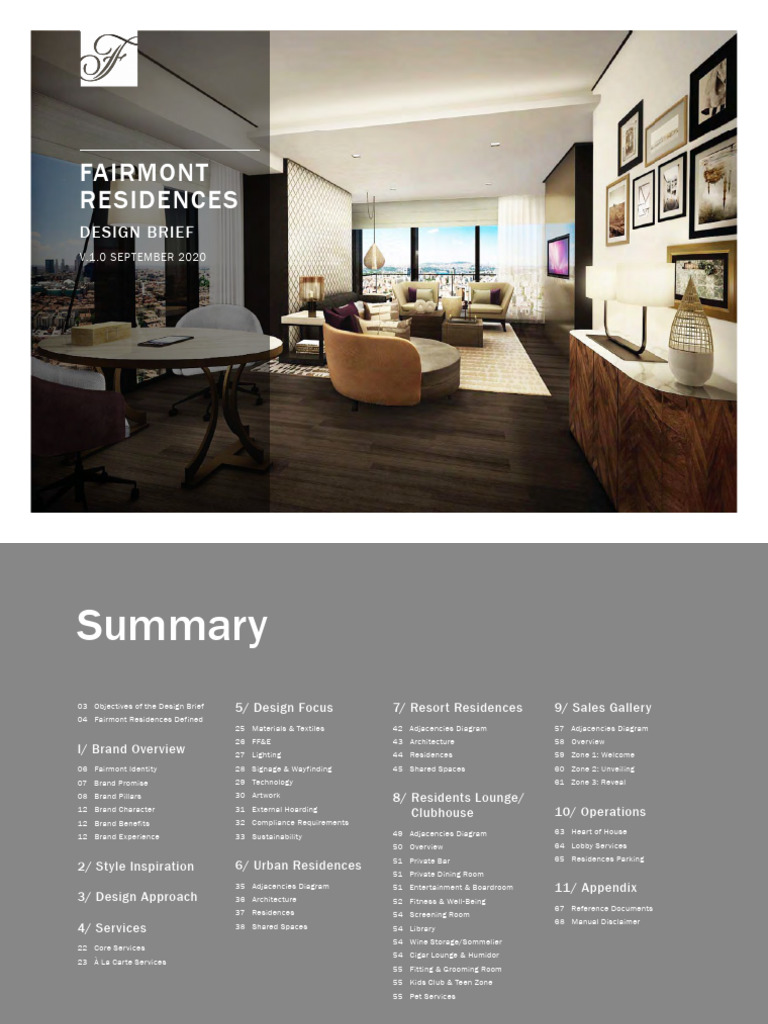 Design Brief Fairmont Residences | PDF | Brand | Interior Design